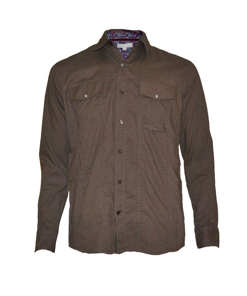 Brown Geometric Print Shirt